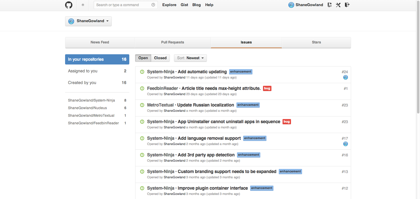 GitHub Issues – Shane Gowland GitHub Issues – Shane Gowland
